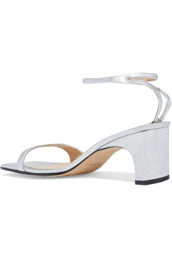 Sergio Rossi Sr1 Metallic Textured-Leather Sandals In Silver - 50