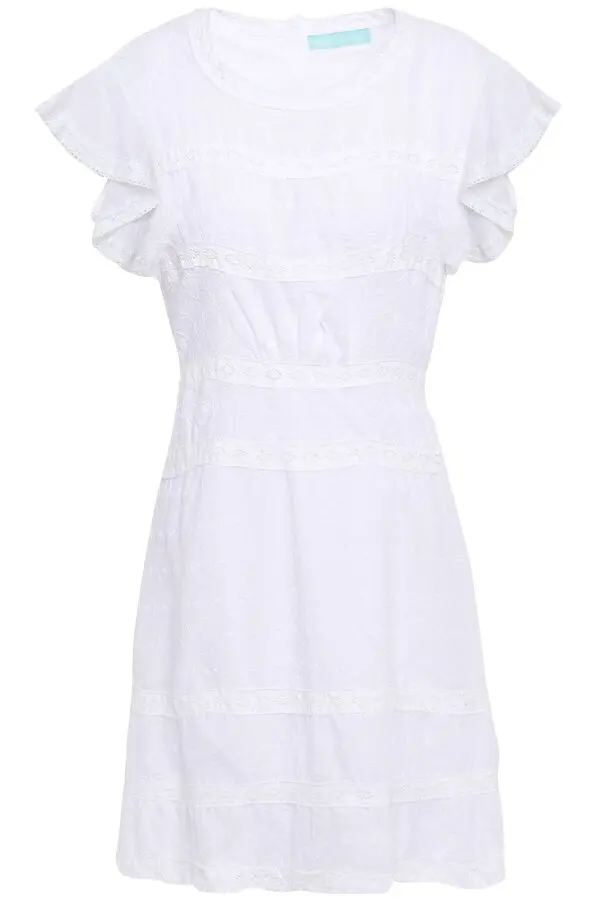 Melissa Odabash Meghan Crochet-Trimmed Embroidered Cotton-Voile Mini Dress  In White - 70% Off | Editorialist