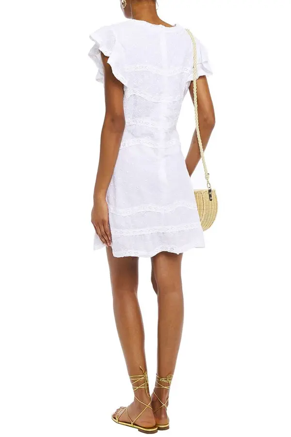 Melissa Odabash Meghan Crochet-Trimmed Embroidered Cotton-Voile Mini Dress  In White - 70% Off | Editorialist