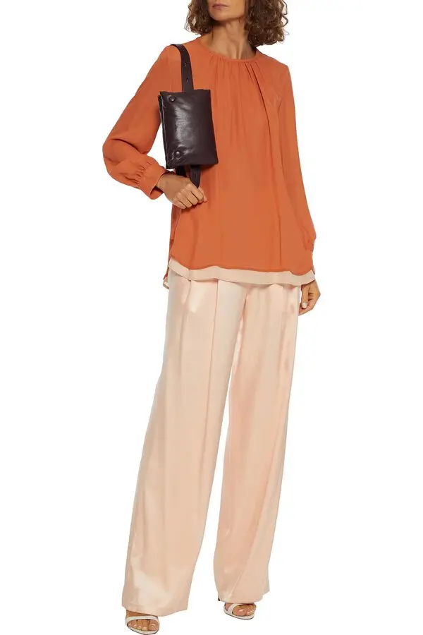Max Mara Gettata Two-tone Silk-georgette Blouse