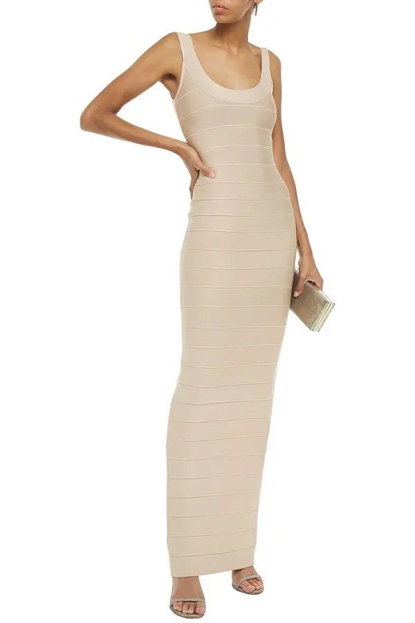 herve leger beige dress THE MIRABEL DRESS main image 1