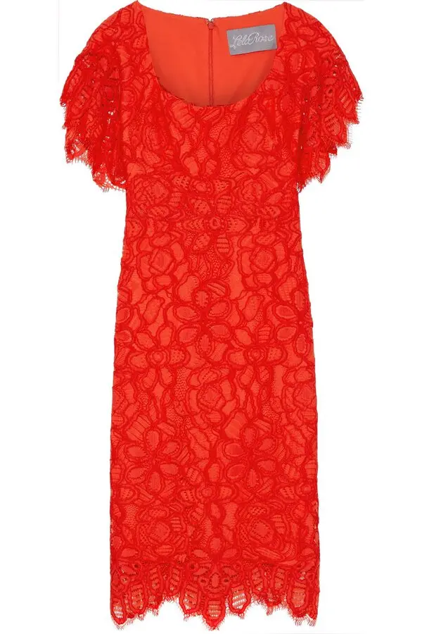 Lela Rose Corded Lace Dress In Red - 85% Off | Editorialist