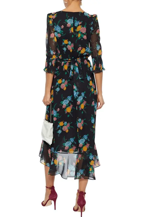 Rachel Zoe Wrap-Effect Floral-Print Chiffon Midi Dress Size In Black - 60%  Off | Editorialist