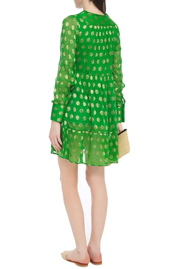 cecilie copenhagen off shoulder dress Cecilie Copenhagen Dea Gathered Fil Coupé Organza Mini Dress Size In Green  - 71% Off