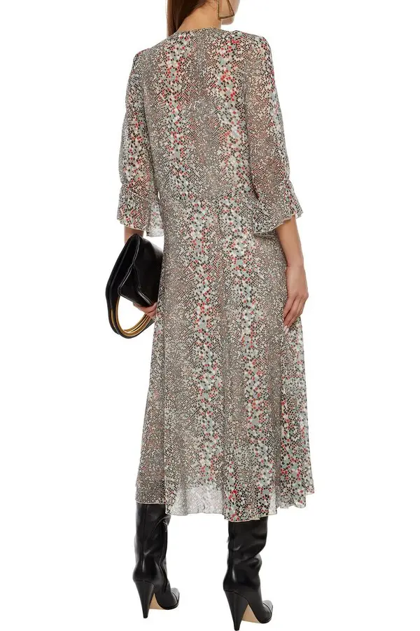 See By Chlo Ruffled Printed Cotton And Silk-Blend Chiffon Midi Dress In  Multicolor - 50% Off | Editorialist