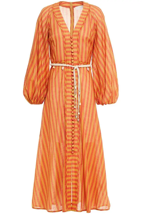 open lace back dress Zimmermann Orange Mae Long Sleeve Tiered Swirl Dress Size 3 (UK 14)   Sellier
