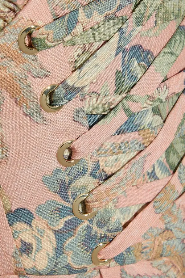 Zimmermann Tempest Lace-Up Floral-Print Silk-Broadcloth Mini Dress Size In  Antique Rose - 70% Off | Editorialist