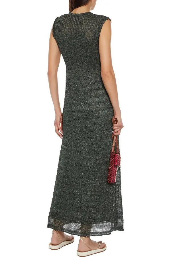 Missoni Metallic Crochet-Knit Maxi Dress In Dark Green - 60% Off |  Editorialist