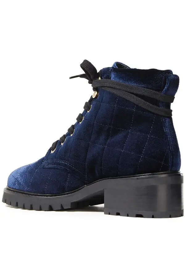 Sandro Aron Quilted Velvet Combat Boots