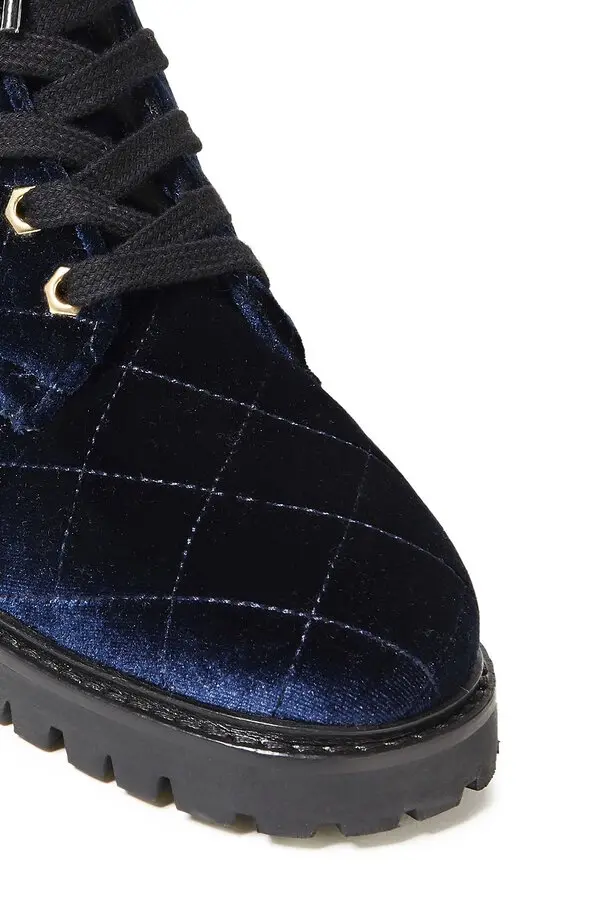 Sandro Aron Quilted Velvet Combat Boots
