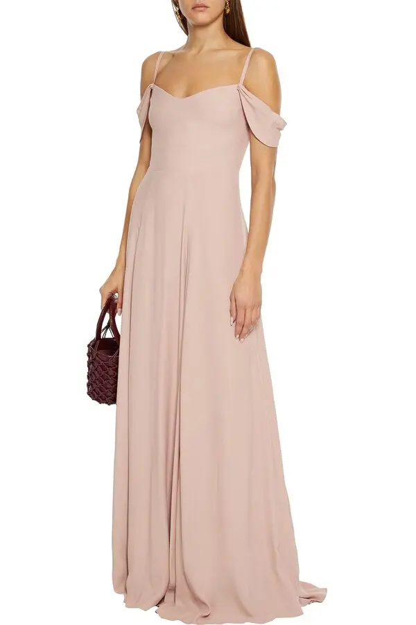 Reformation Poppy Cold-Shoulder Crepe Maxi Dress In Blush - 75% Off |  Editorialist