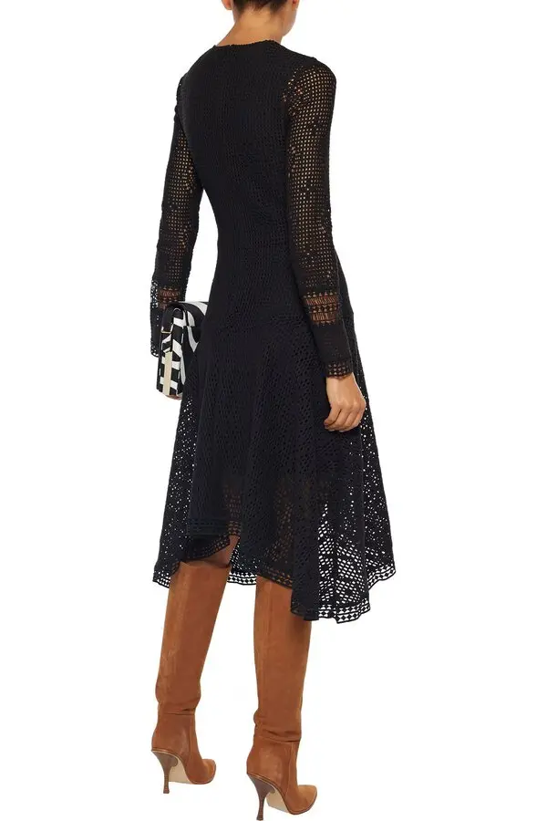 see by chloe pointelle knit dress Chloé Asymmetric Crochet-Trimmed Pointelle-Knit Size In Black - 70% Off Unit_50