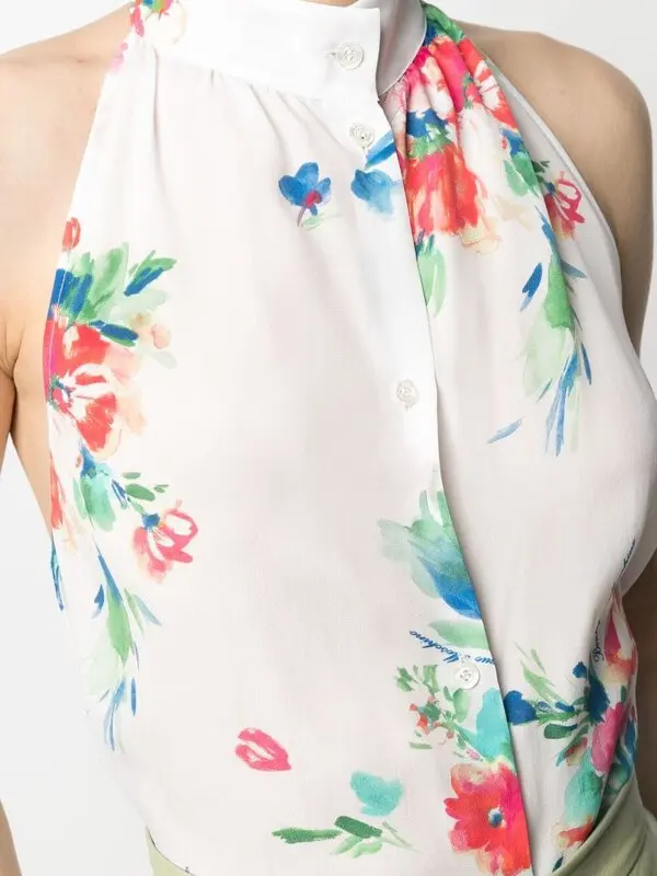 Moschino Floral-print Halterneck Blouse
