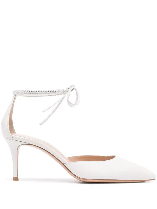 GIANVITO ROSSI Crystal Embellished Ankle-tie Pumps