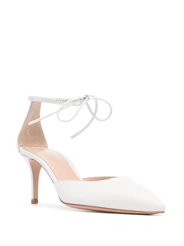 GIANVITO ROSSI Crystal Embellished Ankle-tie Pumps