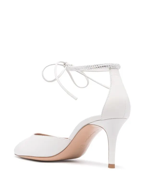 GIANVITO ROSSI Crystal Embellished Ankle-tie Pumps