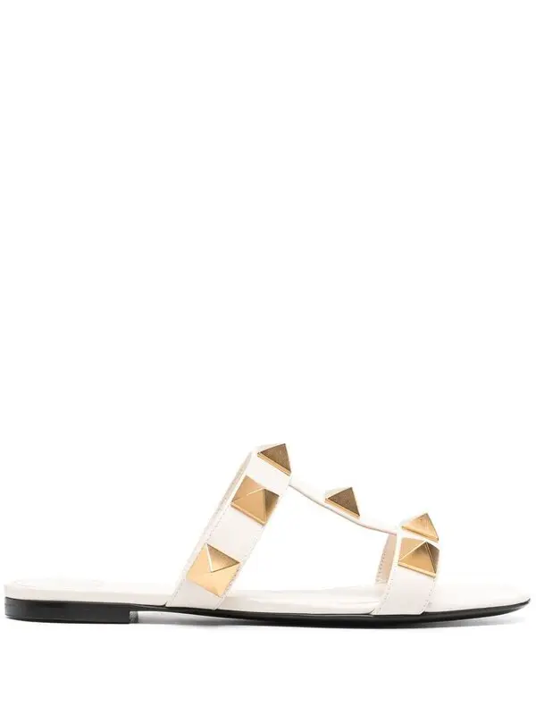 Valentino Garavani Roman Stud Flat Sandals - Neutrals