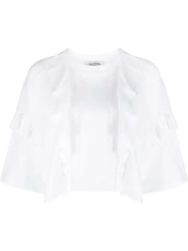 Valentino Garavani Lace Panel Cropped T-shirt