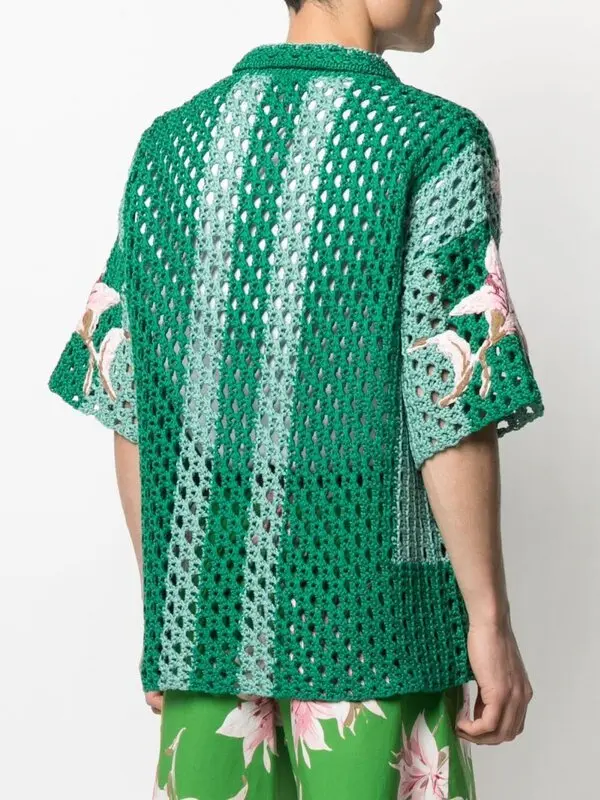 Valentino Garavani Fora-Embroidered Crochet Shirt - Green