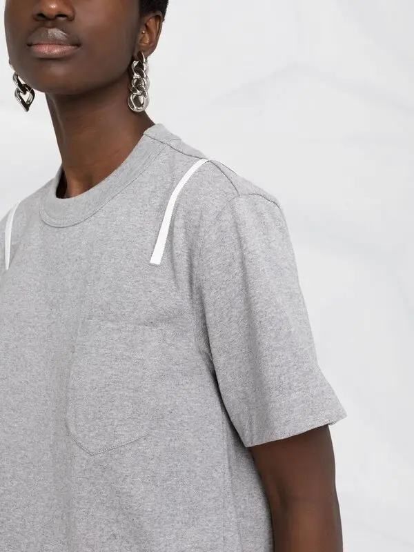 Sacai Lace-Trimmed Cotton T-Shirt - Grey | Editorialist