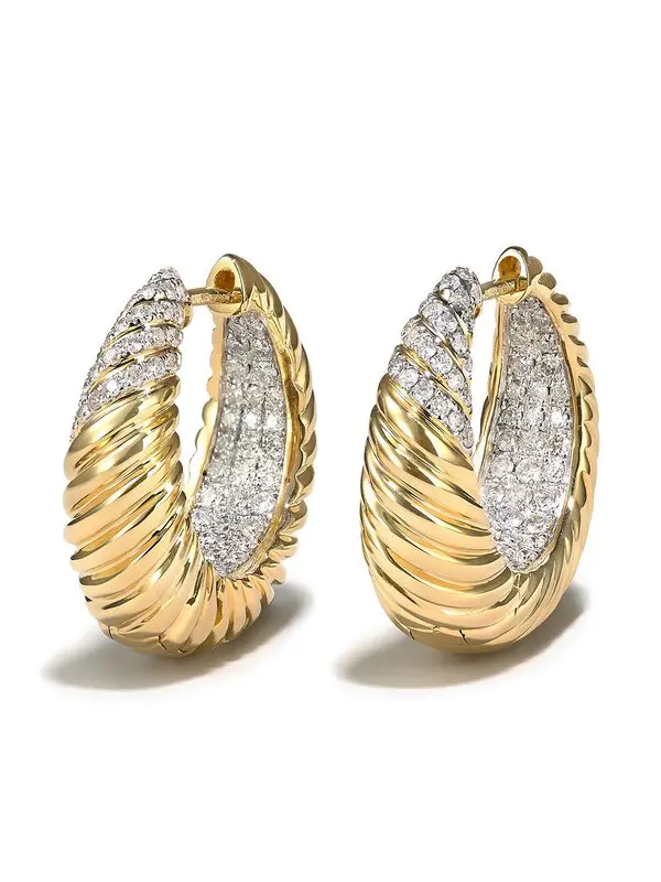 Yvonne Léon 18k Yellow Diamond Hoop Earrings - Gold