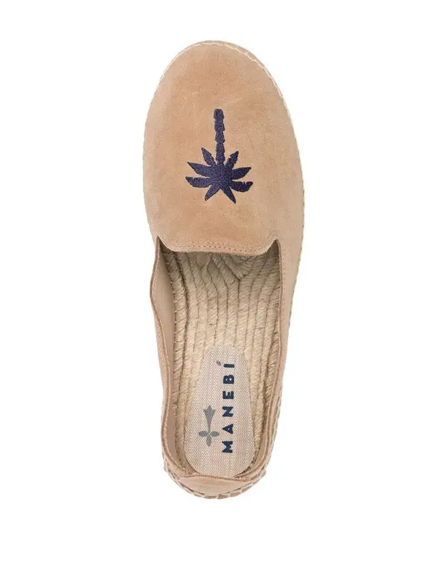 Manebí Suede Embroidered Espadrilles - Neutrals