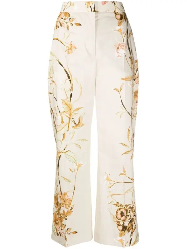 Alberta Ferretti High-waist Floral Print Trousers