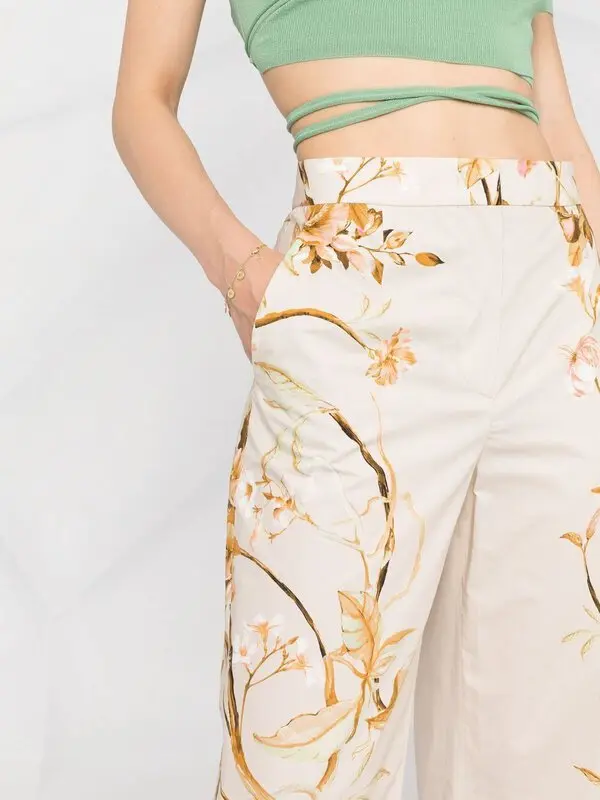 Alberta Ferretti High-waist Floral Print Trousers