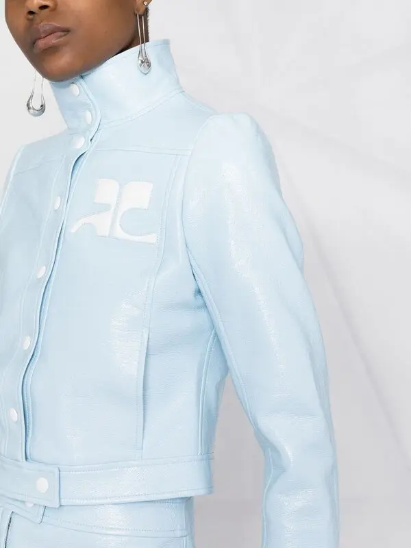 COURREGES Appliqué-logo Cropped Vinyl Jacket