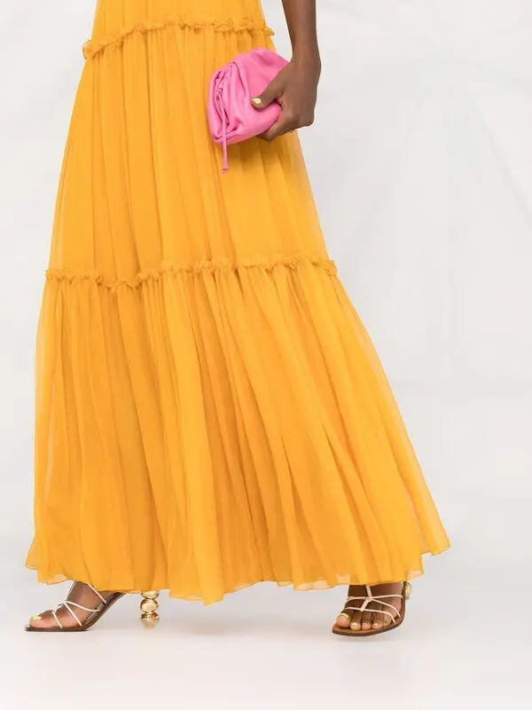 Alberta Ferretti Lace-trim Silk Maxi Dress