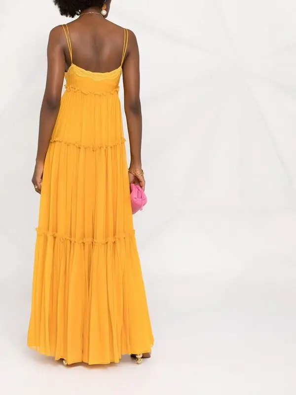 Alberta Ferretti Lace-trim Silk Maxi Dress