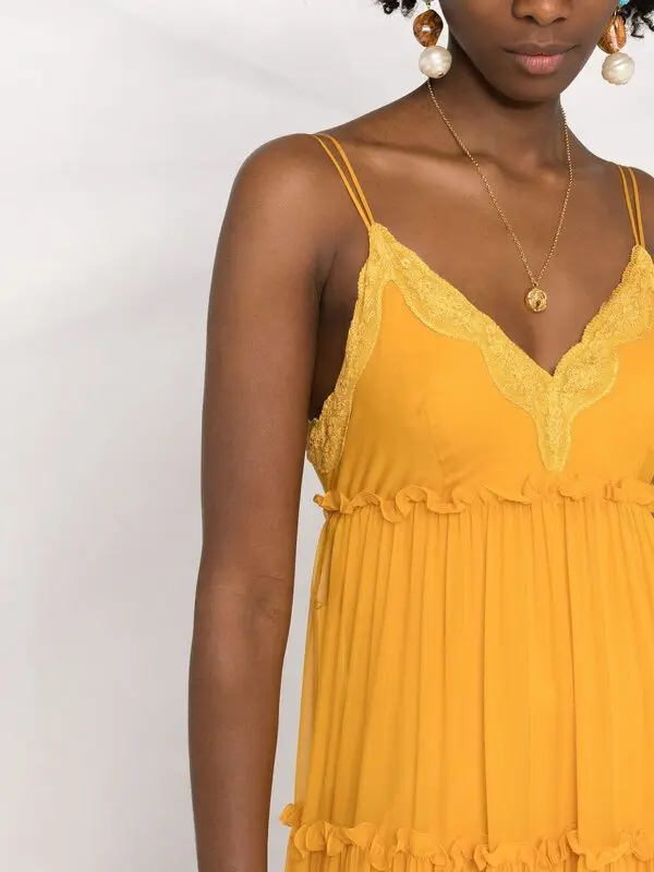 Alberta Ferretti Lace-trim Silk Maxi Dress
