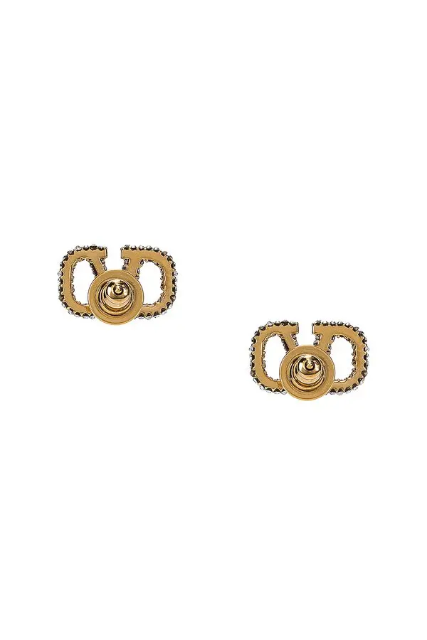Valentino Garavani V Logo Signature Studded Earrings - Oro & Crystal