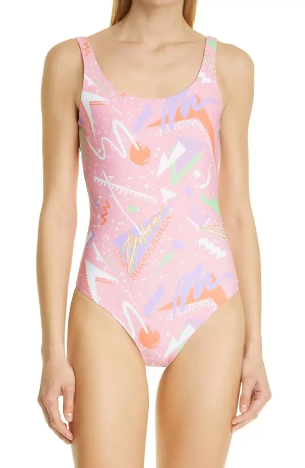 Balmain Olimpionic Logo Print One-piece Swimsuit