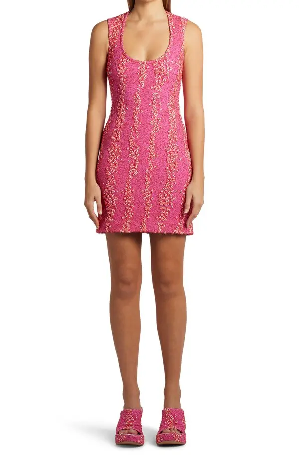 bottega veneta pink dress Bottega Veneta Boucle Body-Con Minidress - Pink