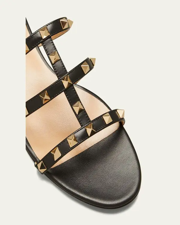Valentino Garavani Rockstud Caged Flat Slide Sandals - Nero