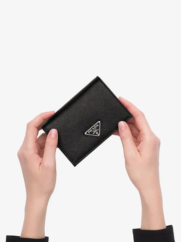Prada Triangle Logo Rectangle Wallet - Black