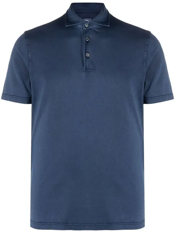 Fedeli Plain Polo Shirt - Blue