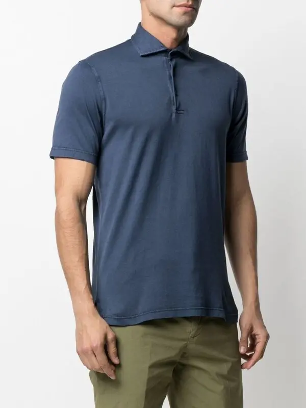 Fedeli Plain Polo Shirt - Blue
