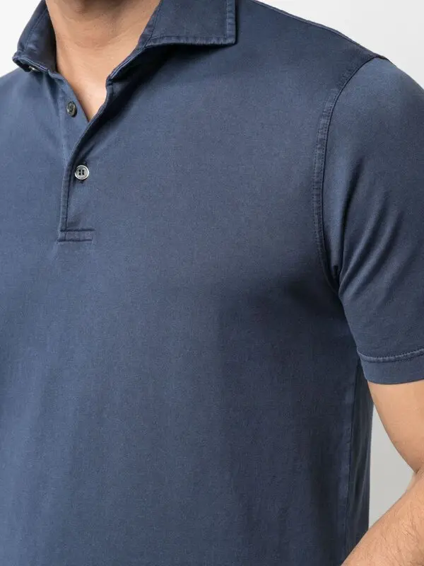 Fedeli Plain Polo Shirt - Blue