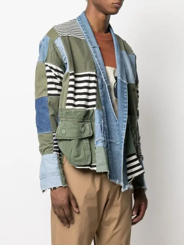 GREG LAUREN Open-front Patchwork Jacket