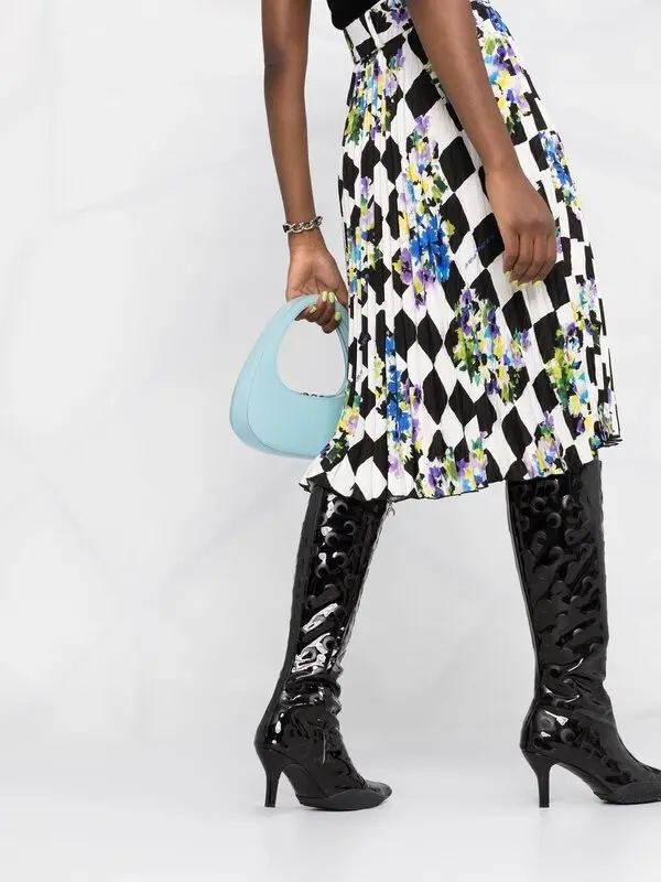 Off-White Check Plisse Printed Skirt