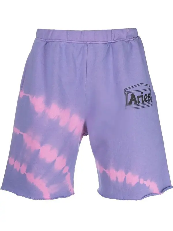 Aries Tie Dye-print Track Shorts - Purple