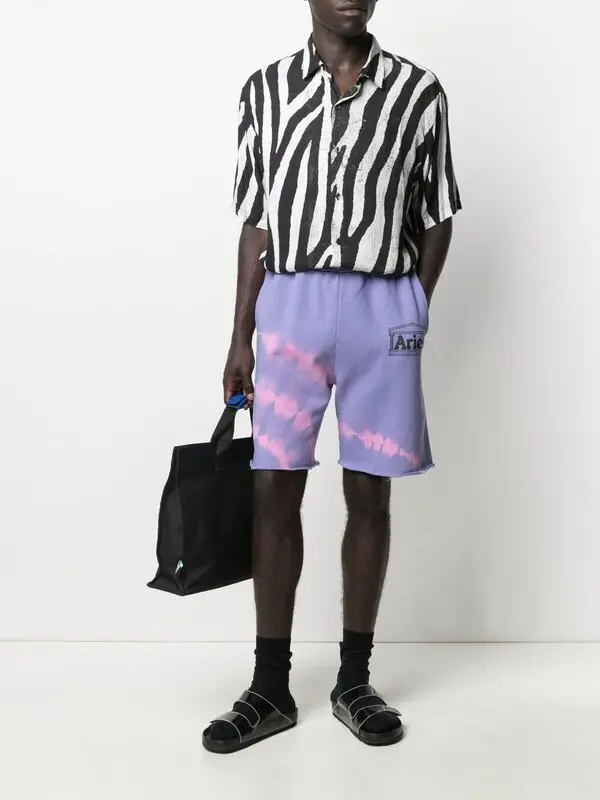 Aries Tie-dye Print Cotton Track Shorts