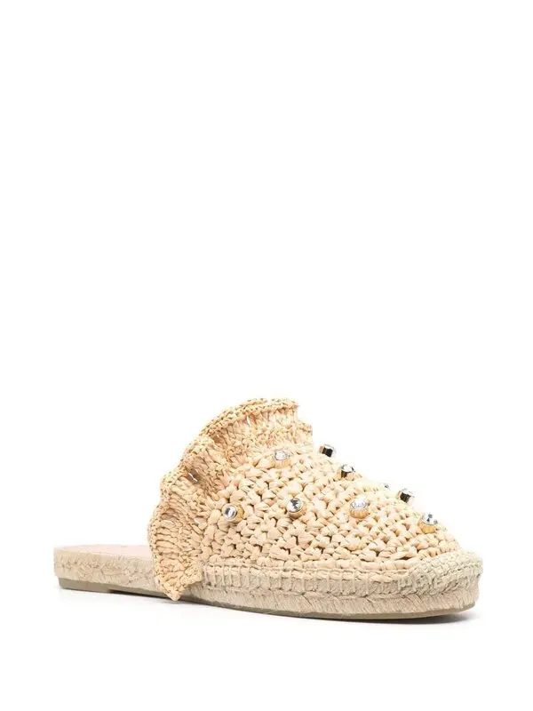 Red Valentino Crystal-embellished Woven Espadrilles