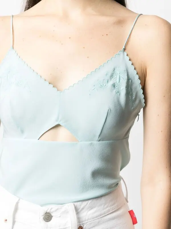 Alberta Ferretti Floral-embroidered Silk Cami