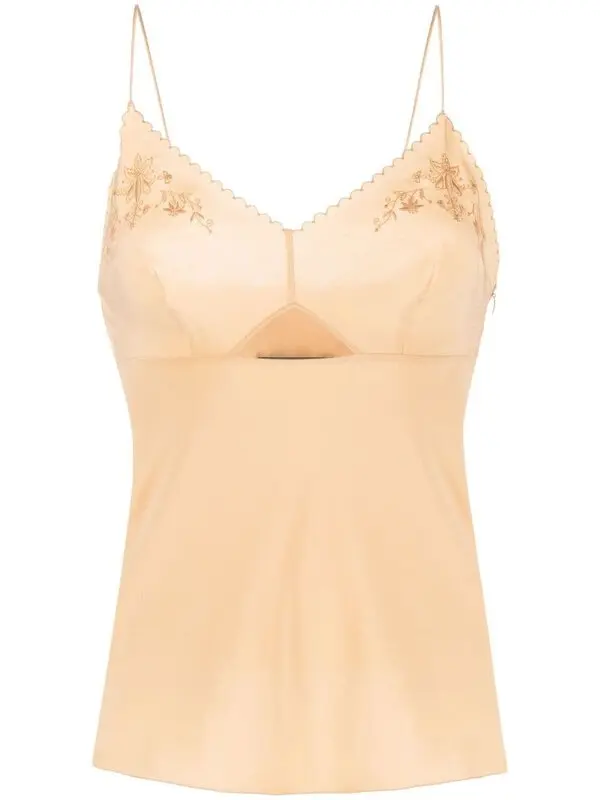 Alberta Ferretti Floral-embroidered Silk Cami