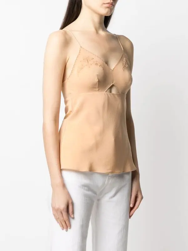 Alberta Ferretti Floral-embroidered Silk Cami