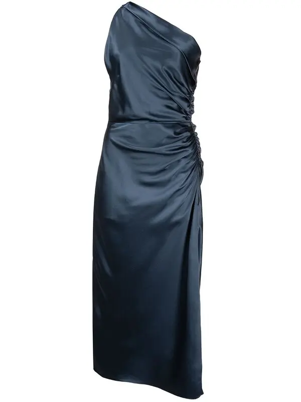 Michelle Mason One-shoulder Silk Dress - Blue