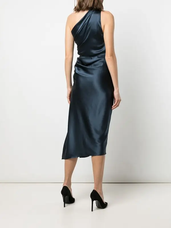 Michelle Mason One-shoulder Silk Dress - Blue